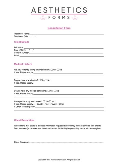 Aesthetics Forms Pdf Templates Aesthetics Forms