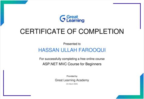 Hassan Ullah Farooqui On Linkedin Greatlearningacademy Aspdotnet Mvc Certification