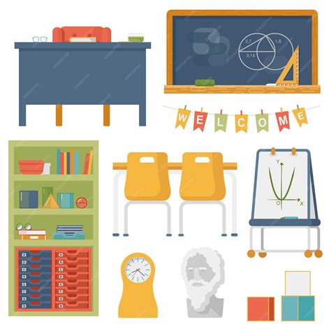 Premium Vector School Set Or Kit Furniture Vector Icons