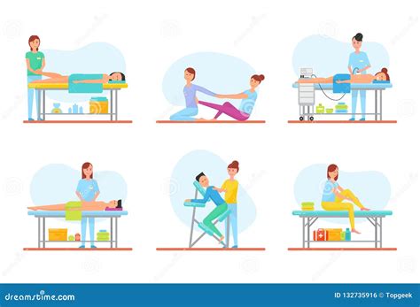 Massage Methods Of Masseuses Icons Set Vector Stock Vector