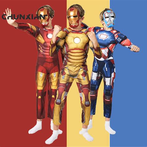Yfhouse Muscle Iron Man Costume Marvel Superhero Ironman Cosplay Suit