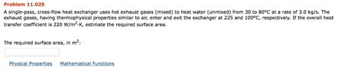 Solved Problem 11025 A Single Pass Cross Flow Heat
