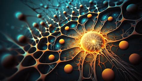 Premium AI Image Generative AI Conceptual Illustration Of Neuron Cells With Glowing Link Knots