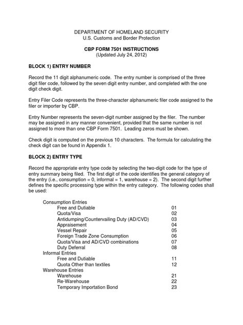 Cbp Form 7501 Instructions Pdf Social Security Number U S Customs And Border Protection