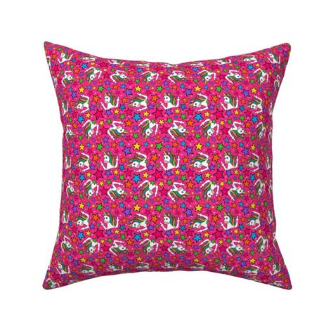 Small Scale Sassy Unicorns Hot Pink Fabric Spoonflower