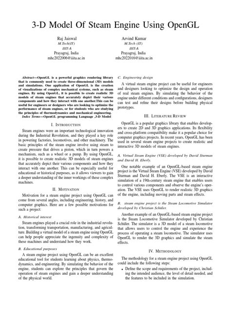 report steam engine opengl pdf 3 d computer graphics simulation