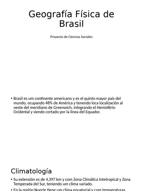 Geografía Física De Brasil Clima Y Paisaje Pdf Costa Tecnología