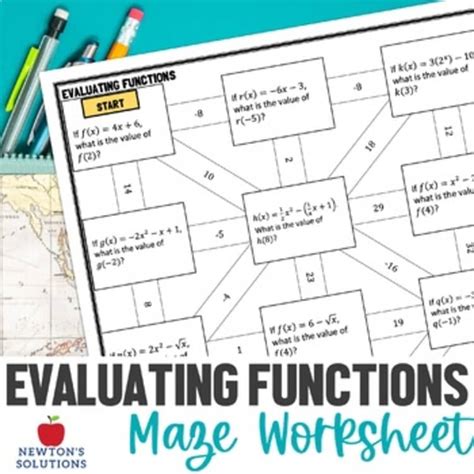 Evaluating Functions Maze Activity By Newtons Solutions Tpt