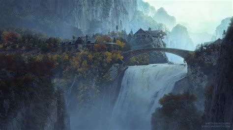 Download Majestic Landscape Of Rivendell In Lord Of The Rings Wallpaper