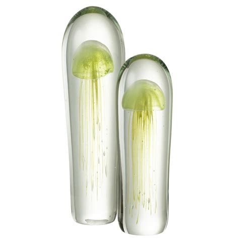 Presse Papier En Verre Méduse Tentacule 31 Cm Vert