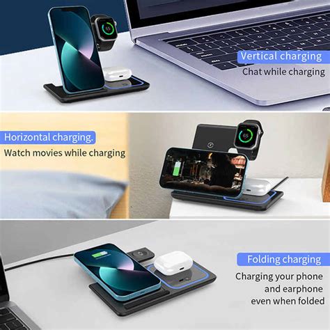 Foldable 3in 1 Wireless Muti Function Chargers With Lamp Led Light
