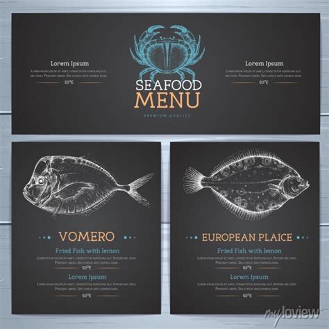 Chalk Drawing Seafood Restaurant Menu Design With Hand Drawing • Wall
