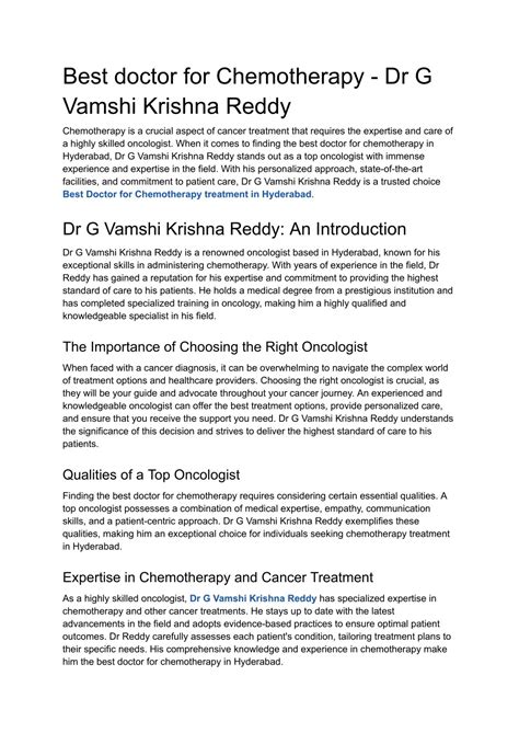 ppt best doctor for chemotherapy dr g vamshi krishna reddy powerpoint presentation id 12194989