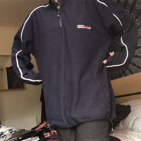 Penn Sports Fleece With Three Quarter Zip Size L Depop