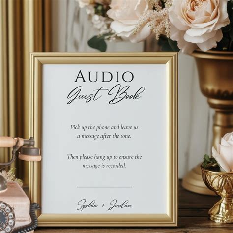Audio Guest Book Sign Canva Template Digital Download 5x7 8x10