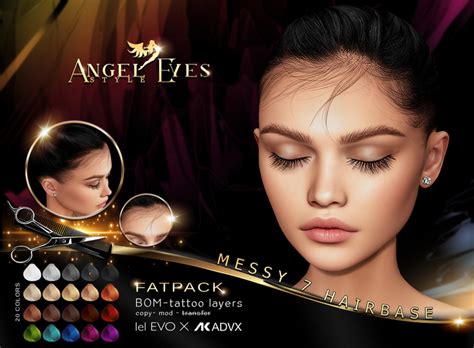 Second Life Marketplace Angel Eyes Messy 7 Hairbase Lelutka Evox