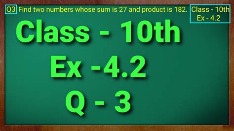 Class 10 Ex 4 2 Q3 Maths Quadratic Equations Ncert Cbse Youtube