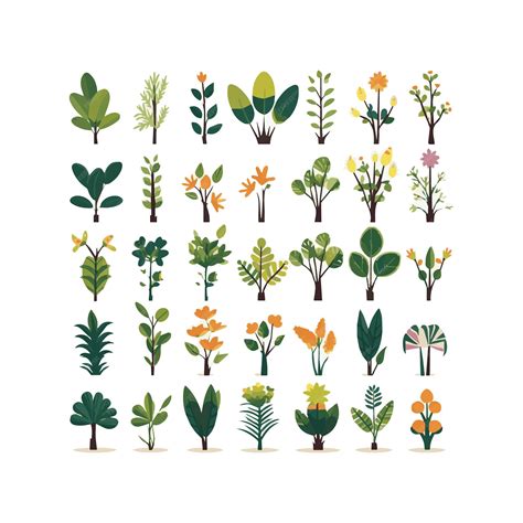 Premium Vector Simple Plants Decorative Plants Illustration Design Elements Isolated White