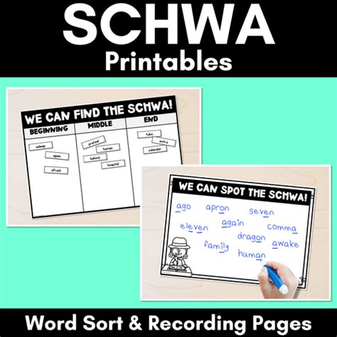 Schwa Worksheets And Schwa Word Sort Activity Mrs Learning Bee