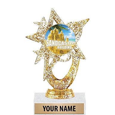 55 Inch Gold Glitter Sandcastle Building Trophies Custom Astral Star