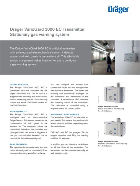 Drager Variogard 3000 Ec Fixed Gas Detector Spec Sheet Pdf
