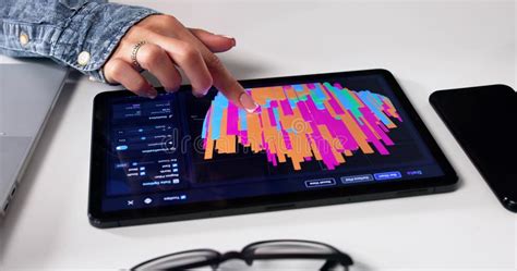 Female Analyst Utilizes Tablet For Strategic Data Analysis Stock Illustration Illustration Of