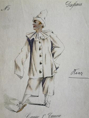 Costume Sketch For Role Of Canio Clown In Play Within Play In Opera
