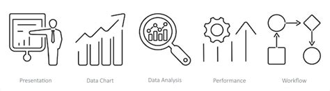 premium vector a set of 5 data analytics icons as presentation data chart data analysis