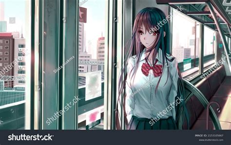 Anime Girl Train After School Fantasy Stock Illustration 2153105667