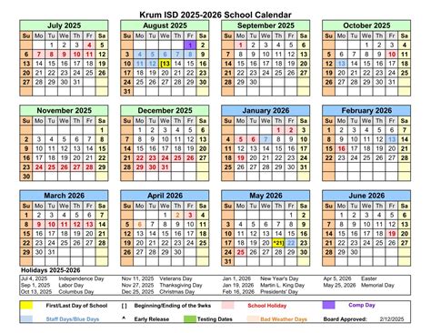Krum Isd School Calendar 25 26 Pdf Educounty