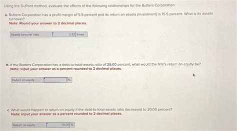 Solved Using The Dupont Method Evaluate The Effects Of The Solved Using The Dupont Method Evaluate The Effects Of The