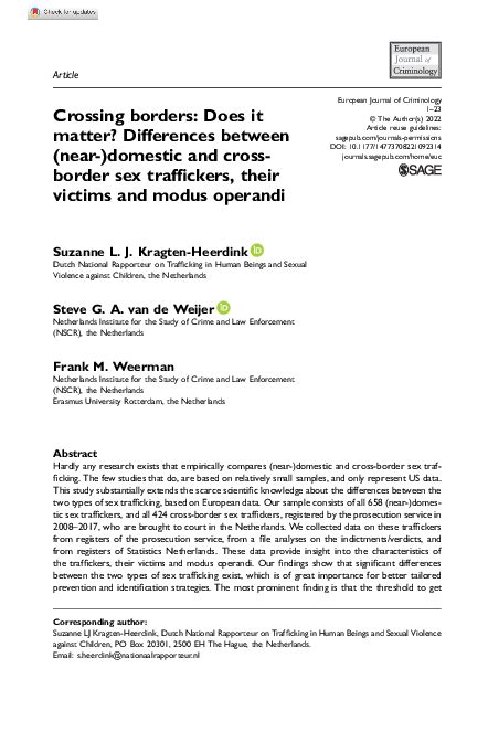 Pdf Crossing Borders Does It Matter Differences Between Near Domestic And Cross Border Sex
