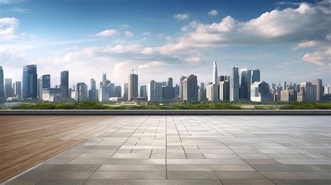 Premium Photo Modern City Skyline In Front Is A Road Building