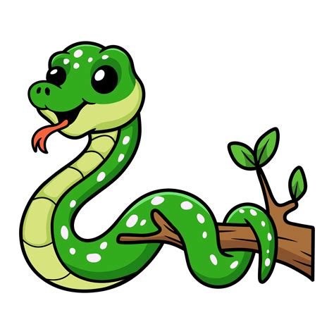 Cute Green Tree Python Cartoon On Tree Branch 17206233 Vector Art At