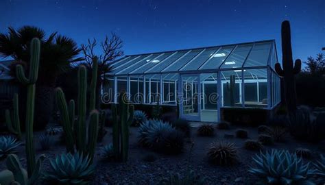 Cactus Desert At Night Scene Night Desert Cactus Desert Night Cactus