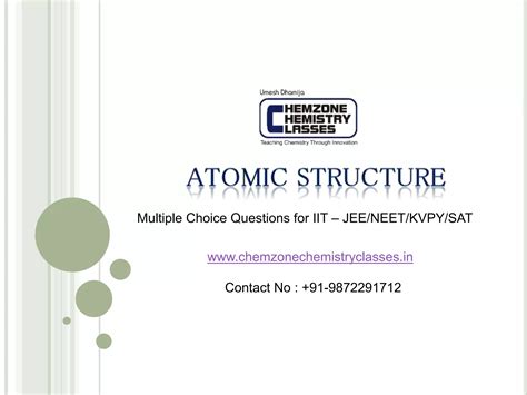 Atomic Structure Multiple Choice Questions For Iit Jee Neet Sat