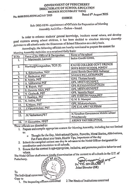 Morning Assembly Activities