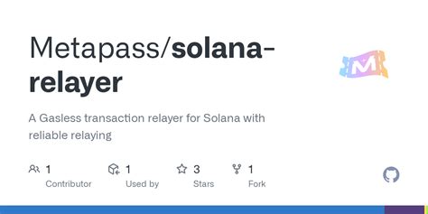 Github Metapasssolana Relayer A Gasless Transaction Relayer For