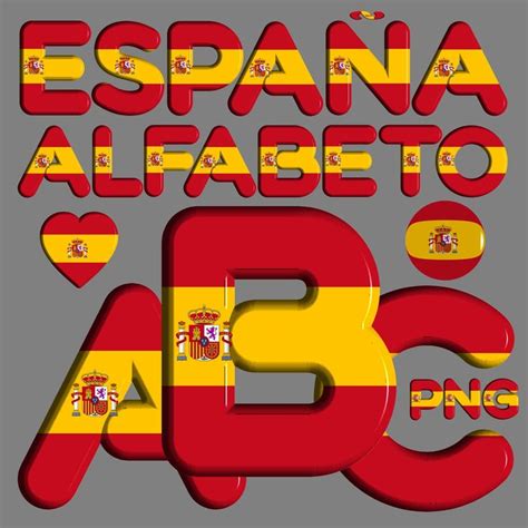 Spain Flag Alphabet 3d Red And Yellow Font Png Digital Download