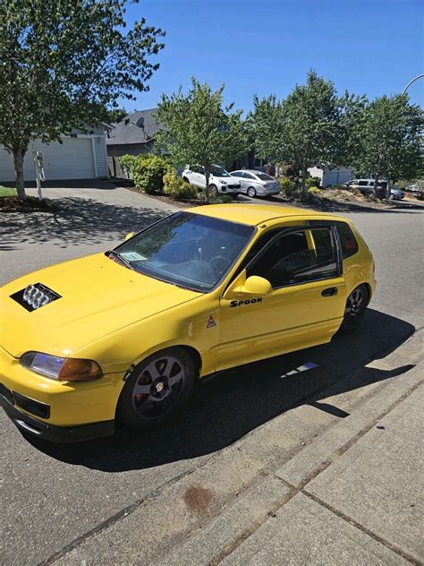 Race Car 1992 Honda Civic Hatchback Yellow Fwd Manual Cx Classic