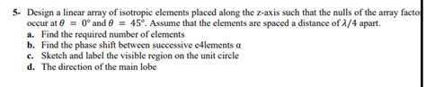 Solved 5 Design A Linear Array Of Isotropic Elements Placed
