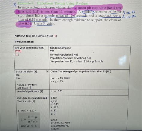 Solved ﻿example 7 Hypothesis Testing Using P Valuesin