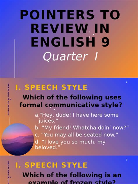Pointers To Review In English 9 Pdf Verb Perfect Grammar