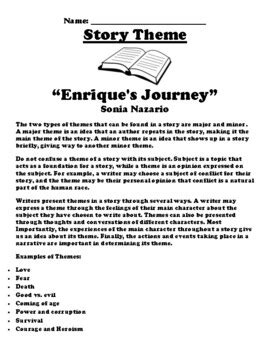 “enriques Journey” Sonia Nazario Udl Theme Worksheet By Northeast