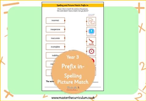 in prefix spelling and picture match master the curriculum