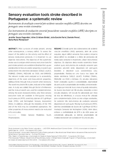 Pdf Sensory Evaluation Tools Stroke Described In Portuguese A