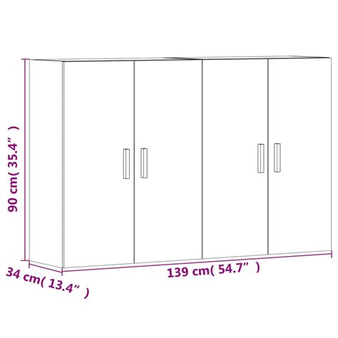 Vidaxl Wall Mounted Cabinets 2 Pcs Smoked Oak Engineered Wood Vidaxl