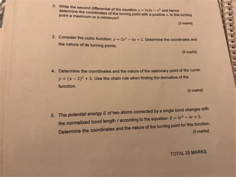 Solved 2 Write The Second Differential Of The Equation Y
