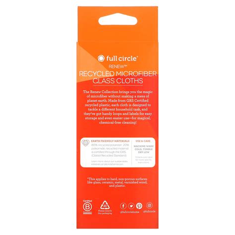 Full Circle Home Llc Renew Recycled Microfiber Glass Cloths 2 Cloths