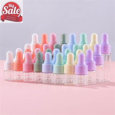 Af 7pcs แบบพกพารีฟิล Mini Dropper ขวดชุด 1 2 3 5ml ที่ว่างเปล่า Macaron สีแก้ว Vials คอนเทนเนอร์